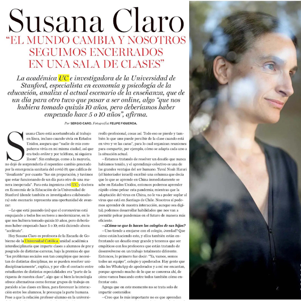 Susana Claro “el mundo cambia y nosotros seguimos encerrados en una sala de clases” - Escuela de ...